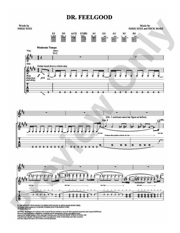 Dr. Feelgood: Guitar TAB: Motley Crue - Digital Sheet Music Download