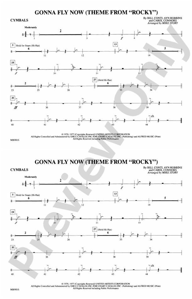 Gonna Fly Now (Theme from Rocky): Cymbals: Cymbals Part - Digital Sheet ...