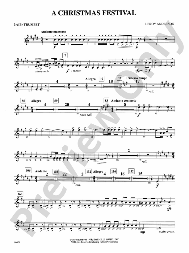 A Christmas Festival: 3rd B-flat Trumpet: 3rd B-flat Trumpet Part ...