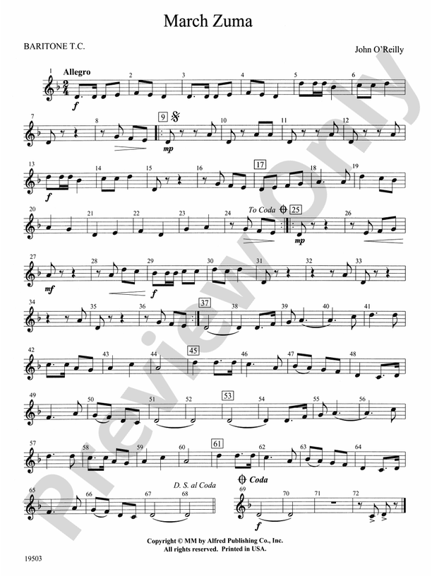 March Zuma: Baritone T.C.: Baritone T.C. Part - Digital Sheet Music ...
