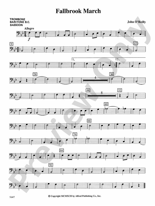 Fallbrook March: 1st Trombone: 1st Trombone Part - Digital Sheet Music ...