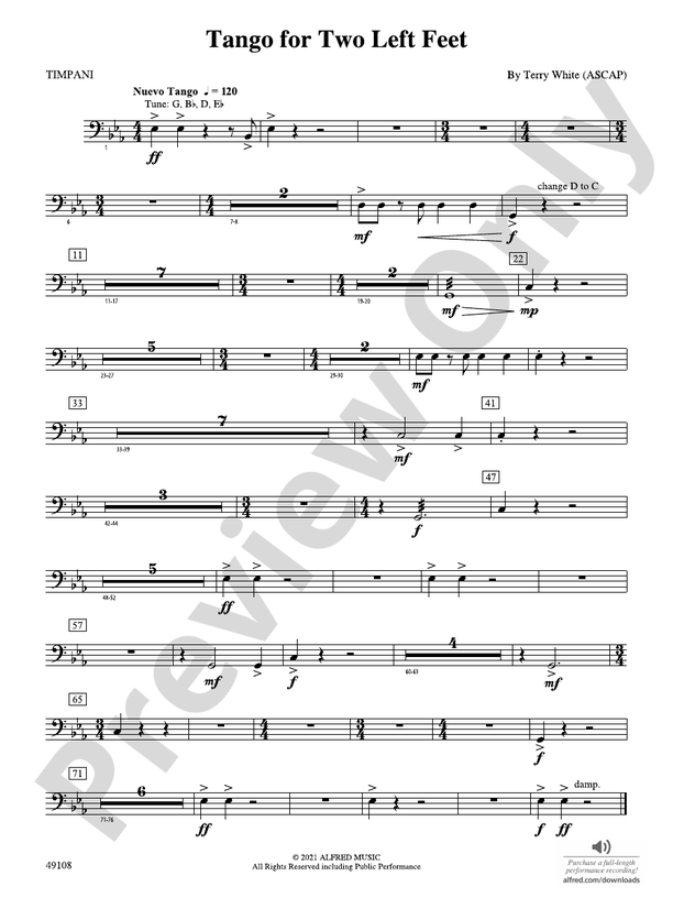 Tango for Two Left Feet: Timpani: Timpani Part - Digital Sheet Music ...