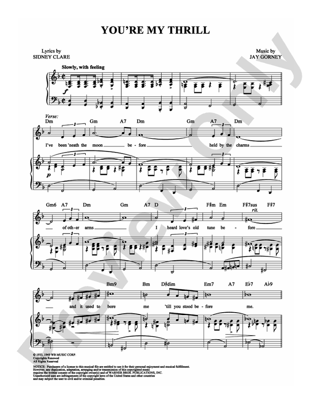 You're My Thrill: Piano/Vocal/Chords: Jay Gorney - Digital Sheet Music Download