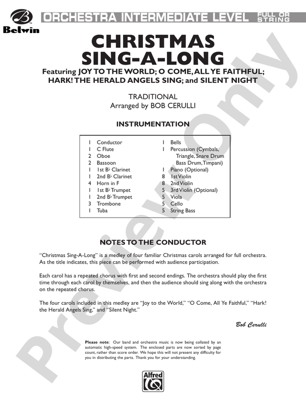 Christmas Sing-a-Long: Full Orchestra Conductor Score & Parts - Digital ...