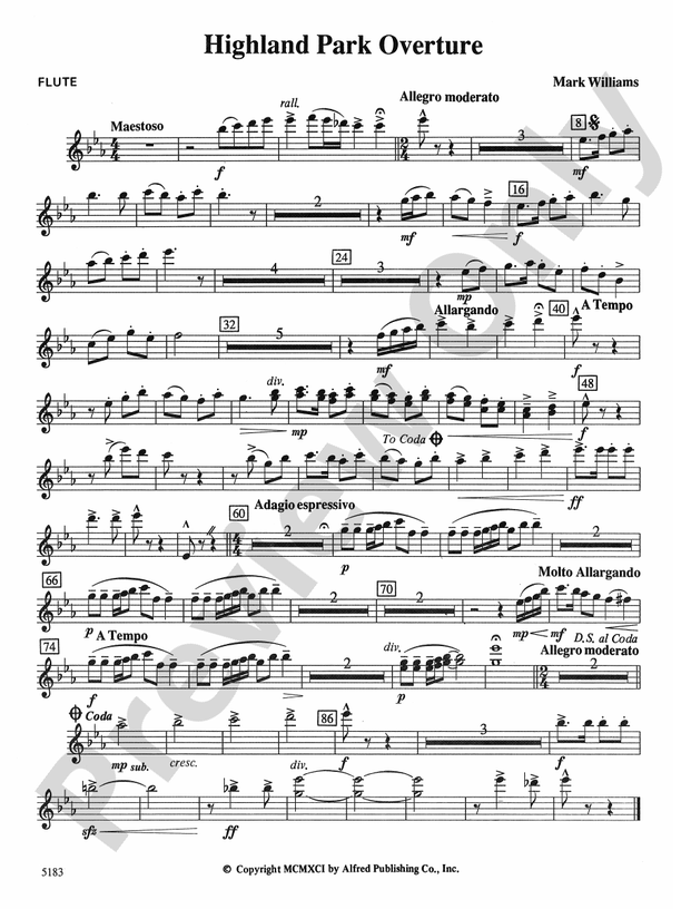 Highland Park Overture: Flute: Flute Part - Digital Sheet Music Download