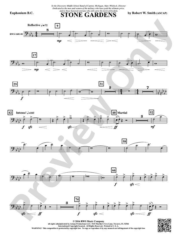 Stone Gardens: Baritone B.C.: Baritone B.C. Part: Robert W. Smith - Digital Sheet Music Download