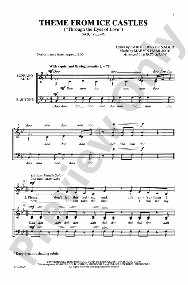 Ice Castles, Theme from (Through the Eyes of Love): SAB, a cappella ...