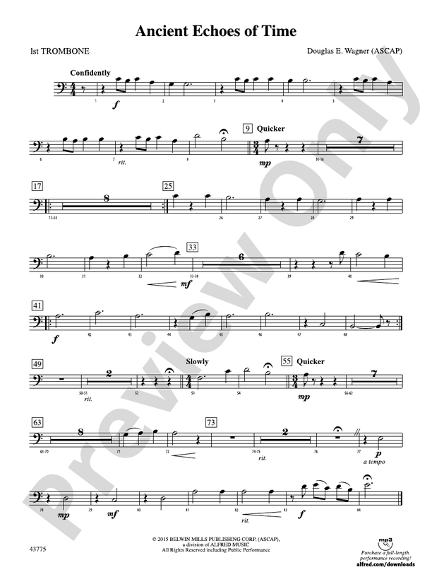 Ancient Echoes of Time: 1st Trombone: 1st Trombone Part - Digital Sheet ...