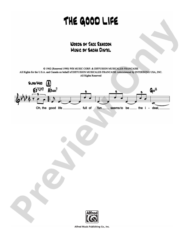 The Good Life: Lead Sheet: Tony Bennett - Digital Sheet Music Download