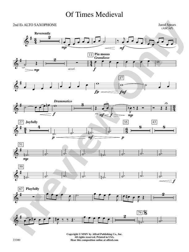 Of Times Medieval: 2nd E-flat Alto Saxophone: 2nd E-flat Alto Saxophone ...