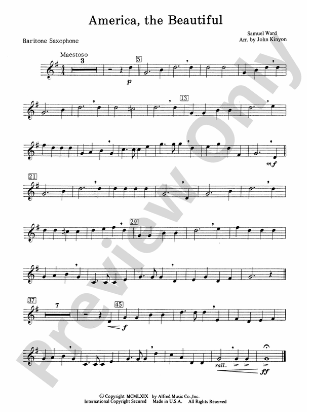 America, the Beautiful: E-flat Baritone Saxophone: E-flat Baritone Saxophone Part - Digital ...