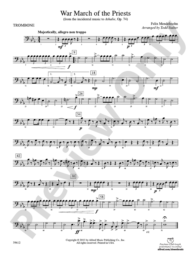 War March of the Priests: 1st Trombone: 1st Trombone Part - Digital ...