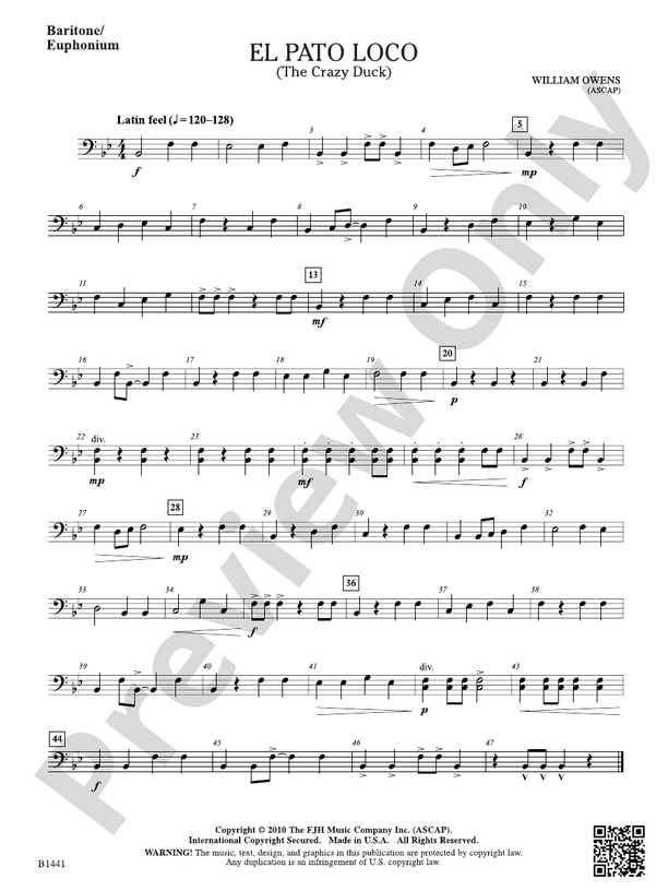 El Pato Loco (The Crazy Duck): Baritone/Euphonium: Baritone/Euphonium ...