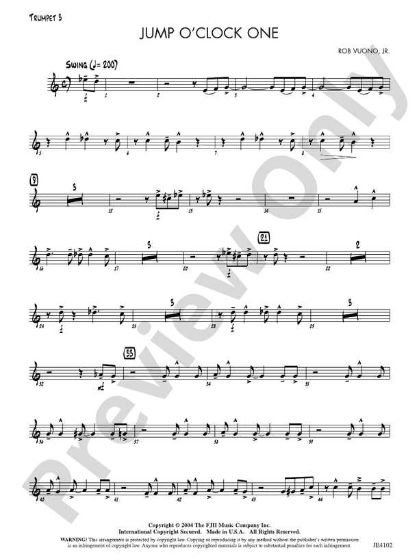 Jump O'Clock One: Trumpet 3: Trumpet 3 Part: Rob Vuono Jr. - Digital ...