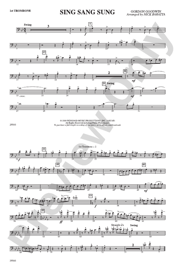 Sing Sang Sung: 1st Trombone: 1st Trombone Part - Digital Sheet Music Download