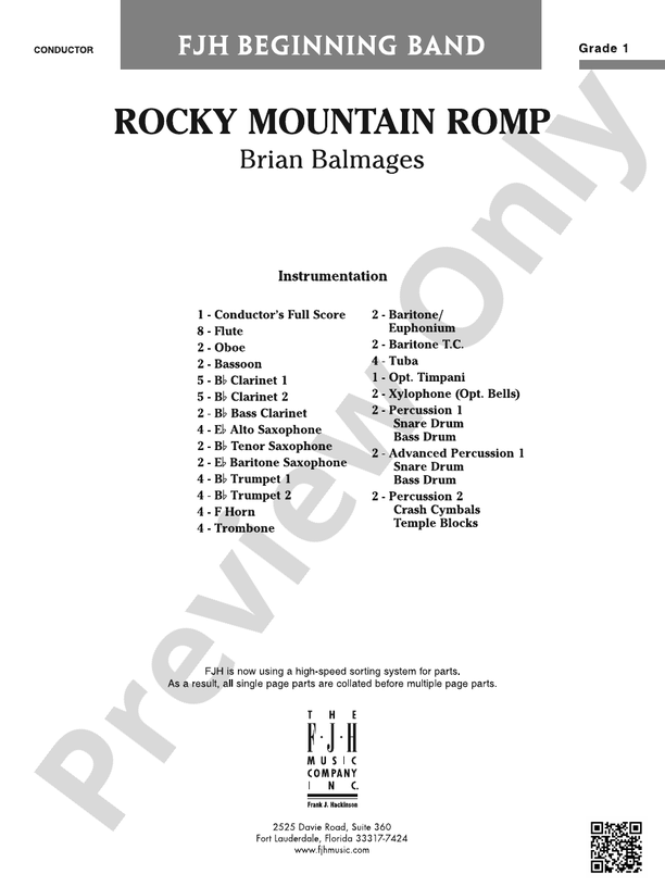 Rocky Mountain Romp: Score: Concert Band Score: Brian Balmages ...