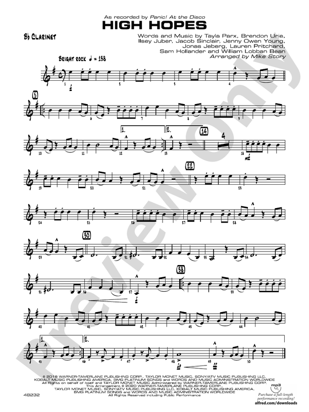 High Hopes: 1st B-flat Clarinet: 1st B-flat Clarinet Part - Digital ...