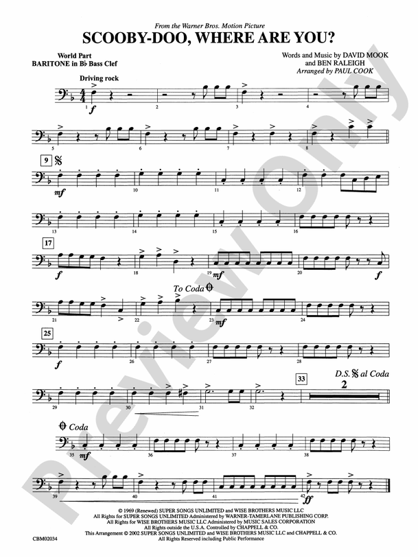 Scooby-Doo, Where Are You?, Theme from: (wp) B-flat Baritone B.C.: (wp ...