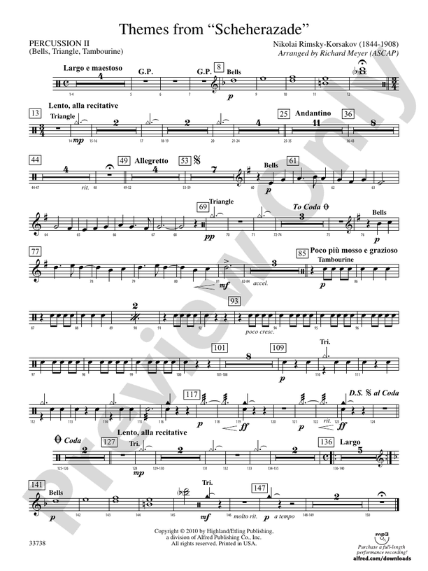 Themes from Scheherazade: 2nd Percussion: 2nd Percussion Part - Digital Sheet Music Download