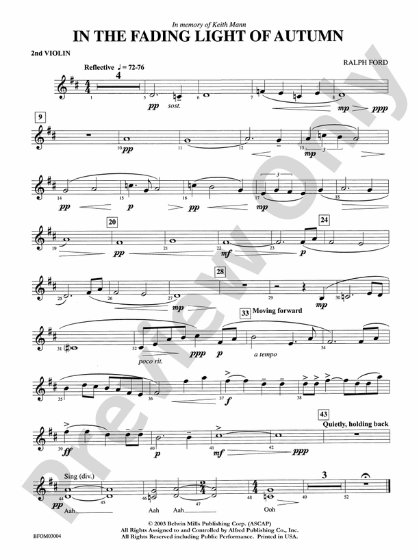 In the Fading Light of Autumn: 2nd Violin: 2nd Violin Part - Digital ...