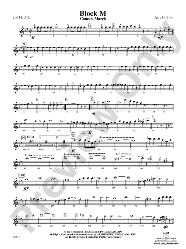 Block M: 2nd Flute: 2nd Flute Part - Digital Sheet Music Download