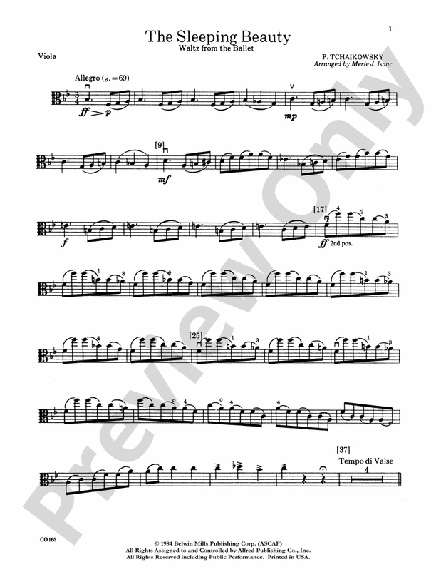 Sleeping Beauty (Waltz from the Ballet): Viola: Viola Part - Digital ...