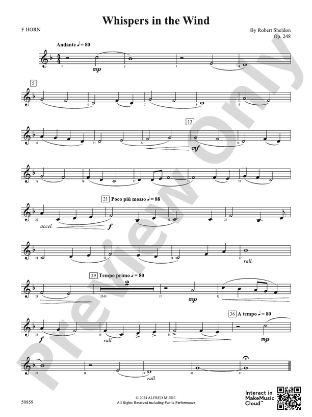 Whispers in the Wind: 1st F Horn: 1st F Horn Part - Digital Sheet Music ...