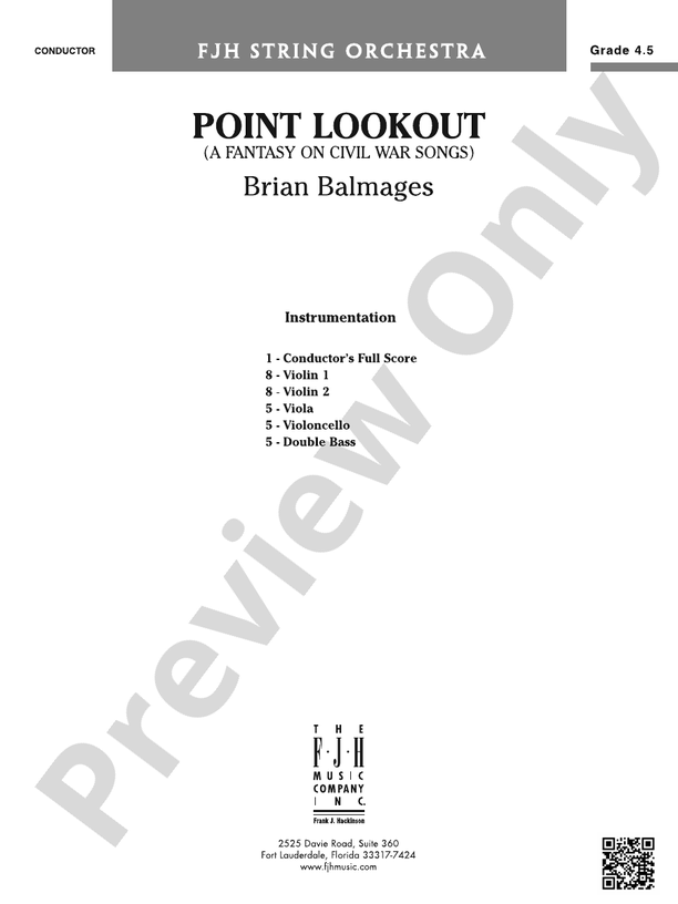 Point Lookout (A Fantasy on Civil War Songs): Score: String Orchestra ...