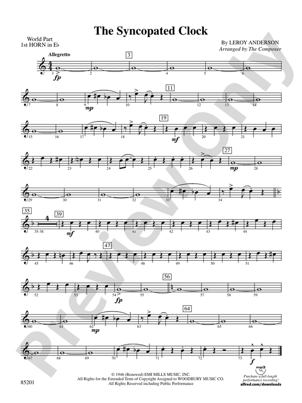The Syncopated Clock: (wp) 1st Horn in E-flat: (wp) 1st Horn in E-flat World Part - Digital ...