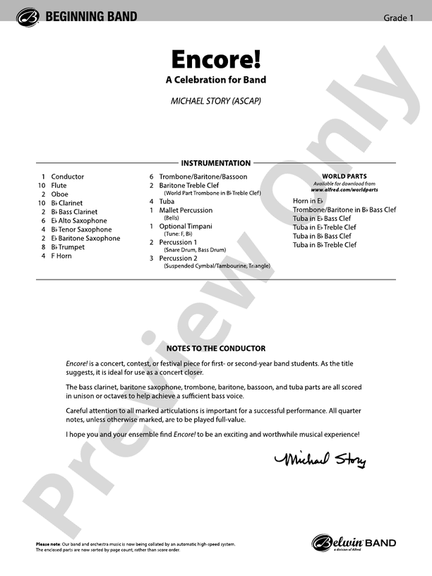 Encore!: Score: Concert Band Score - Digital Sheet Music Download
