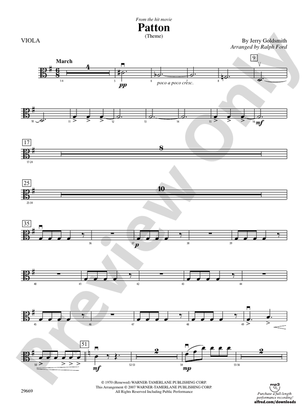 Patton (Theme): Viola: Viola Part - Digital Sheet Music Download