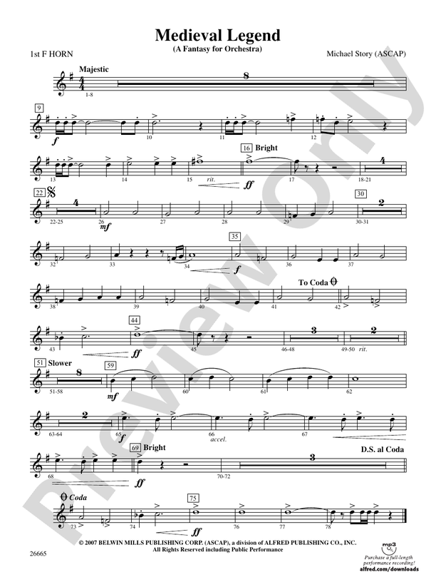Medieval Legend: 1st F Horn: 1st F Horn Part - Digital Sheet Music Download