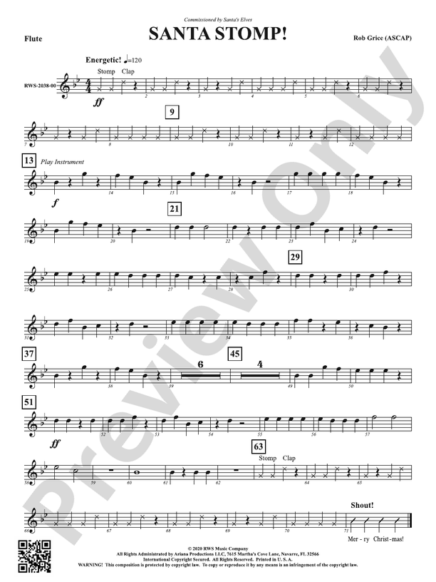 Santa Stomp!: 1st Flute: 1st Flute Part: Rob Grice - Digital Sheet ...