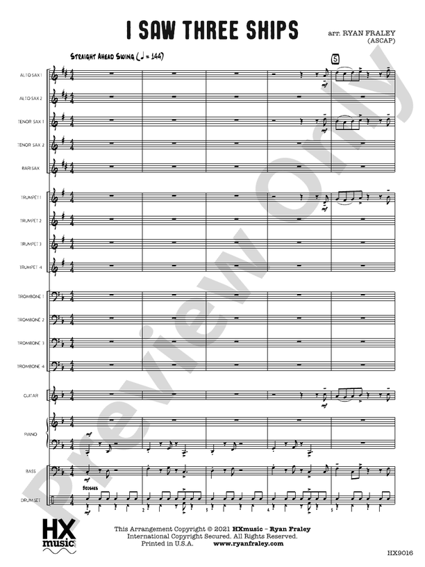 I Saw Three Ships: Score: Jazz Ensemble Score - Digital Sheet Music ...