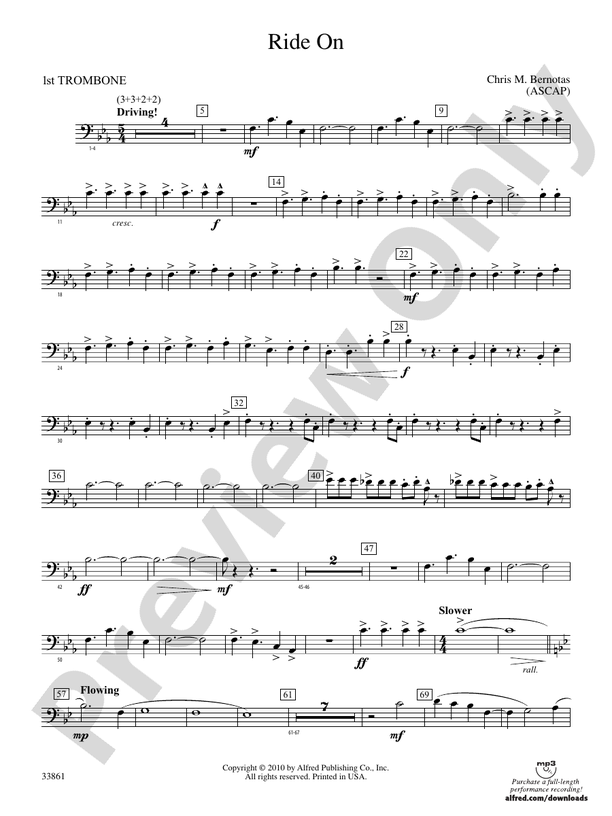 Ride On: 1st Trombone: 1st Trombone Part - Digital Sheet Music Download