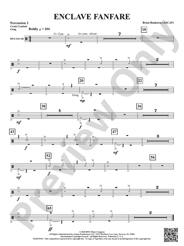 Enclave Fanfare: 2nd Percussion: 2nd Percussion Part: Brian Bankston - Digital Sheet Music Download
