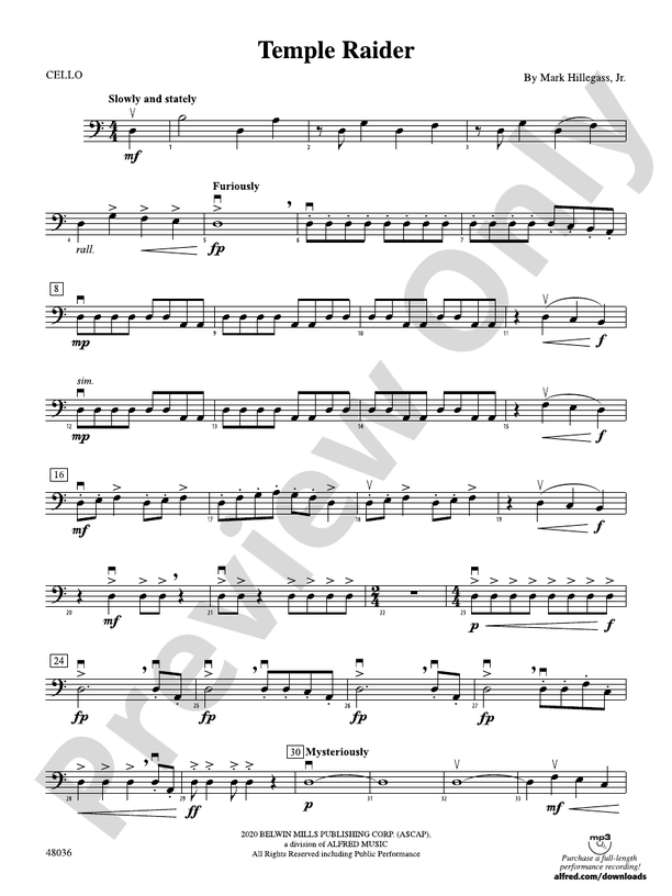 Temple Raider: Cello: Cello Part - Digital Sheet Music Download
