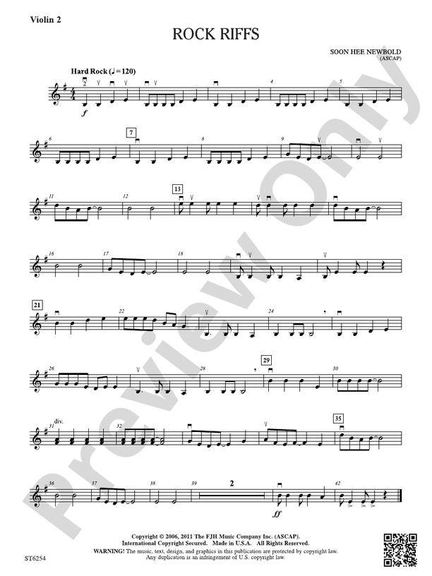 Rock Riffs: Violin 2: Violin 2 Part: Soon Hee Newbold - Digital Sheet ...