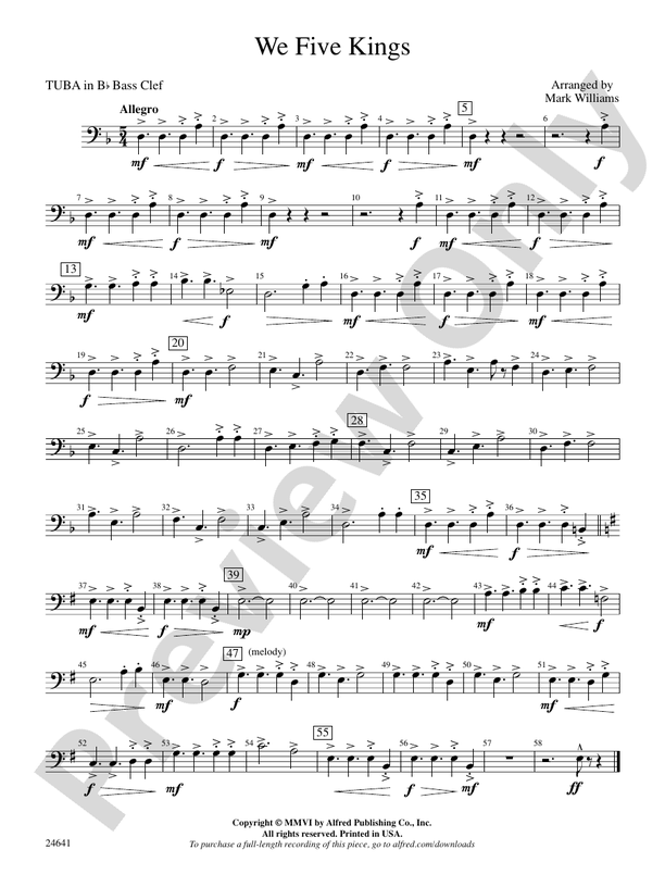 We Five Kings: (wp) B-flat Tuba B.C.: (wp) B-flat Tuba B.C. World Part ...