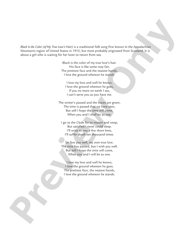 Black Is the Color...: Score: Concert Band Score - Digital Sheet Music ...