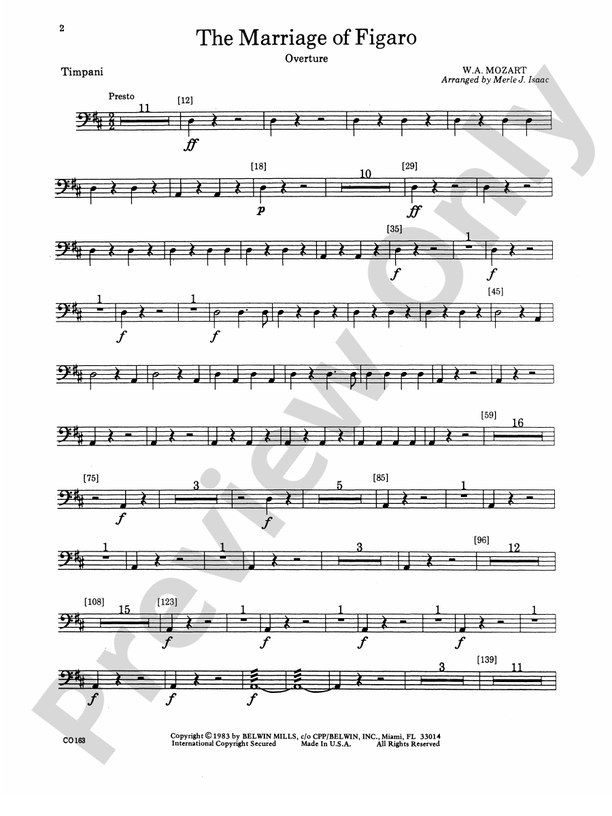 The Marriage of Figaro -- Overture: Timpani: Timpani Part - Digital ...