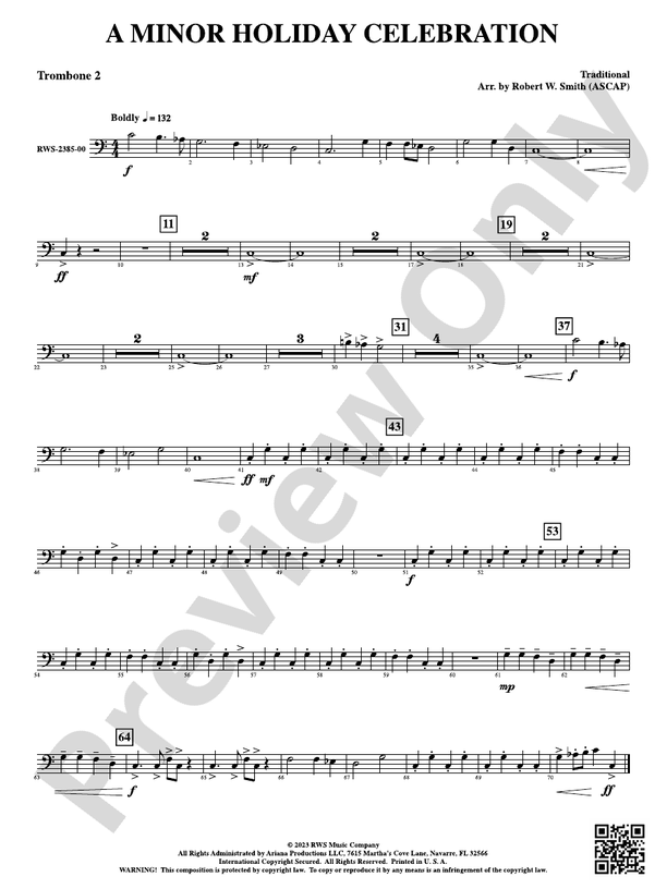 A Minor Holiday Celebration: 2nd Trombone: 2nd Trombone Part - Digital Sheet Music Download