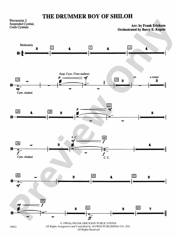 The Drummer Boy of Shiloh: 2nd Percussion: 2nd Percussion Part ...