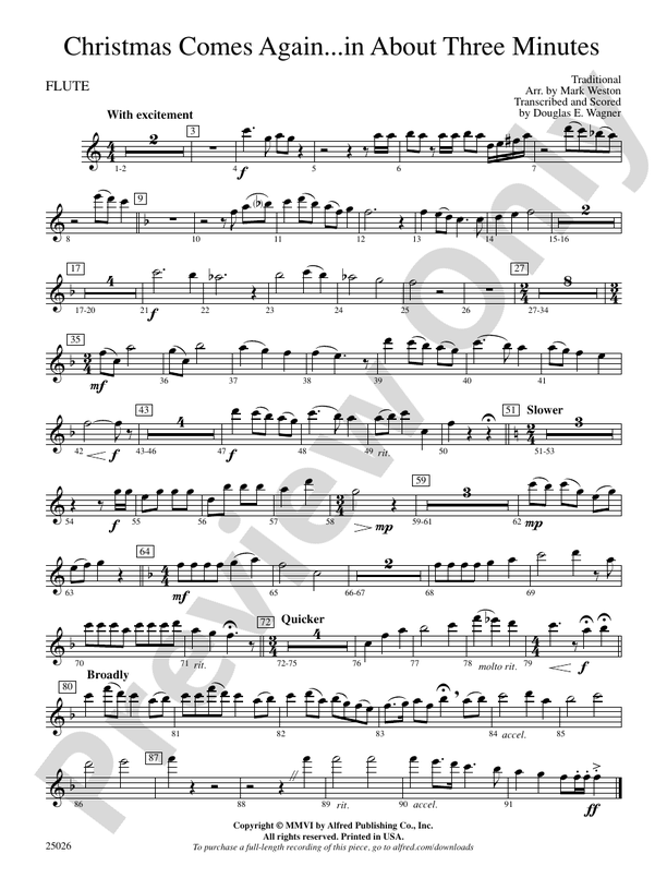 Christmas Comes Again ... in About Three Minutes: Flute: Flute Part ...