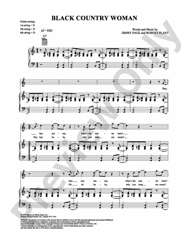 Black Country Woman: Piano/Vocal/Chords: Led Zeppelin - Digital Sheet ...