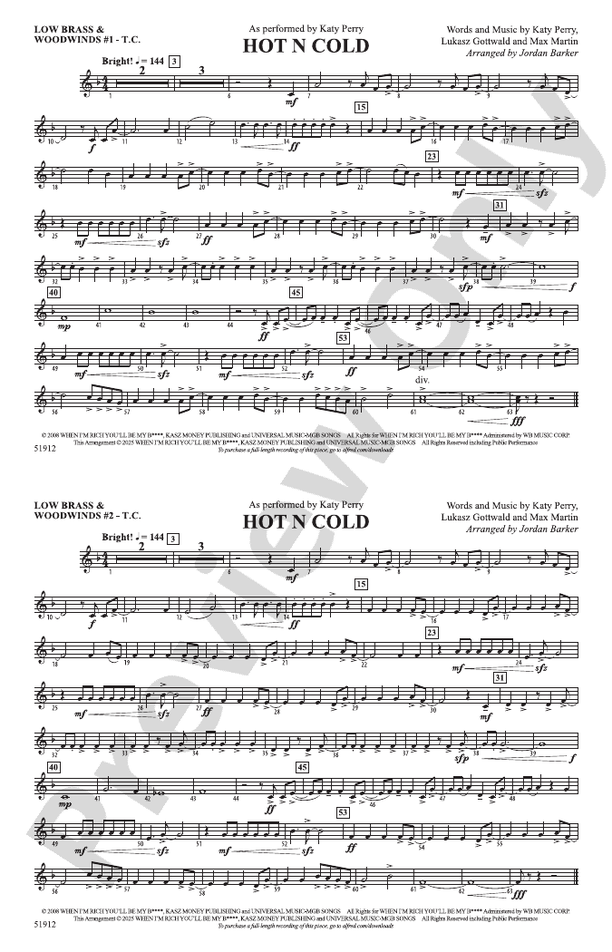 Hot N Cold: Low Brass & Woodwinds #1 - Treble Clef: Low Brass ...
