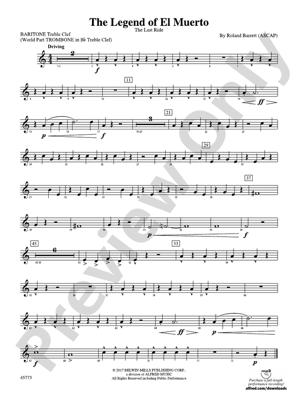 The Legend of El Muerto: Baritone T.C.: Baritone T.C. Part - Digital ...