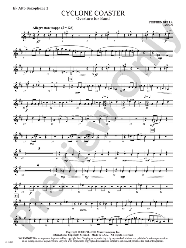 Cyclone Coaster: E-flat Alto Saxophone 2: E-flat Alto Saxophone 2 Part ...