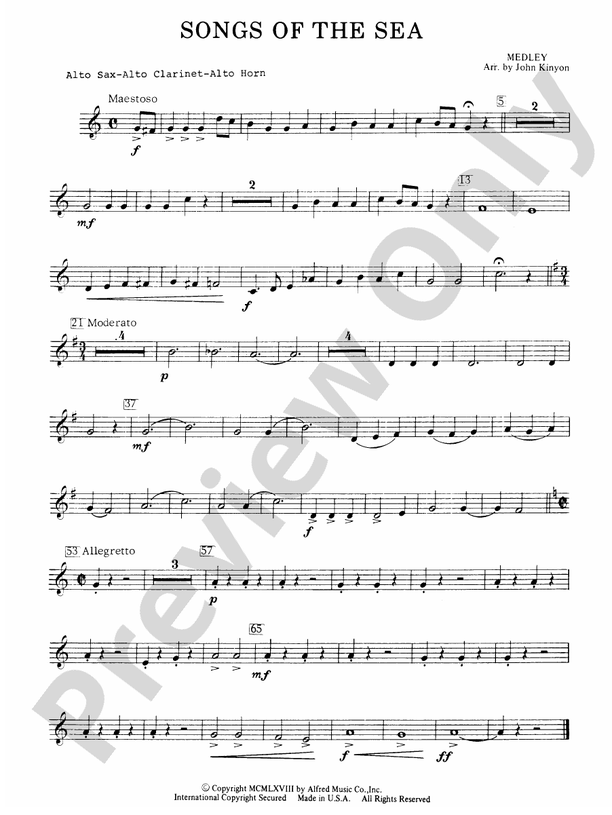 Songs of the Sea (Medley): E-flat Alto Saxophone: E-flat Alto Saxophone ...