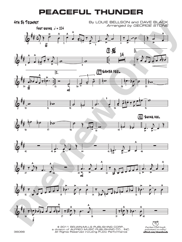 Peaceful Thunder: 4th B-flat Trumpet: 4th B-flat Trumpet Part - Digital ...